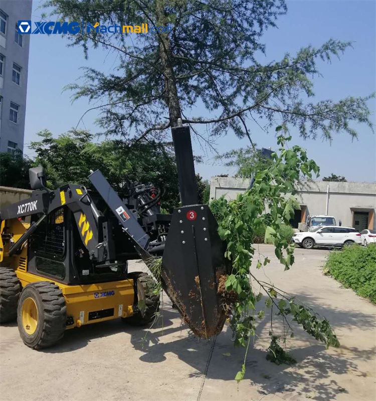 Chinese Wheel Crawler Skid Steer Loader with Tree Spade Attachments ...
