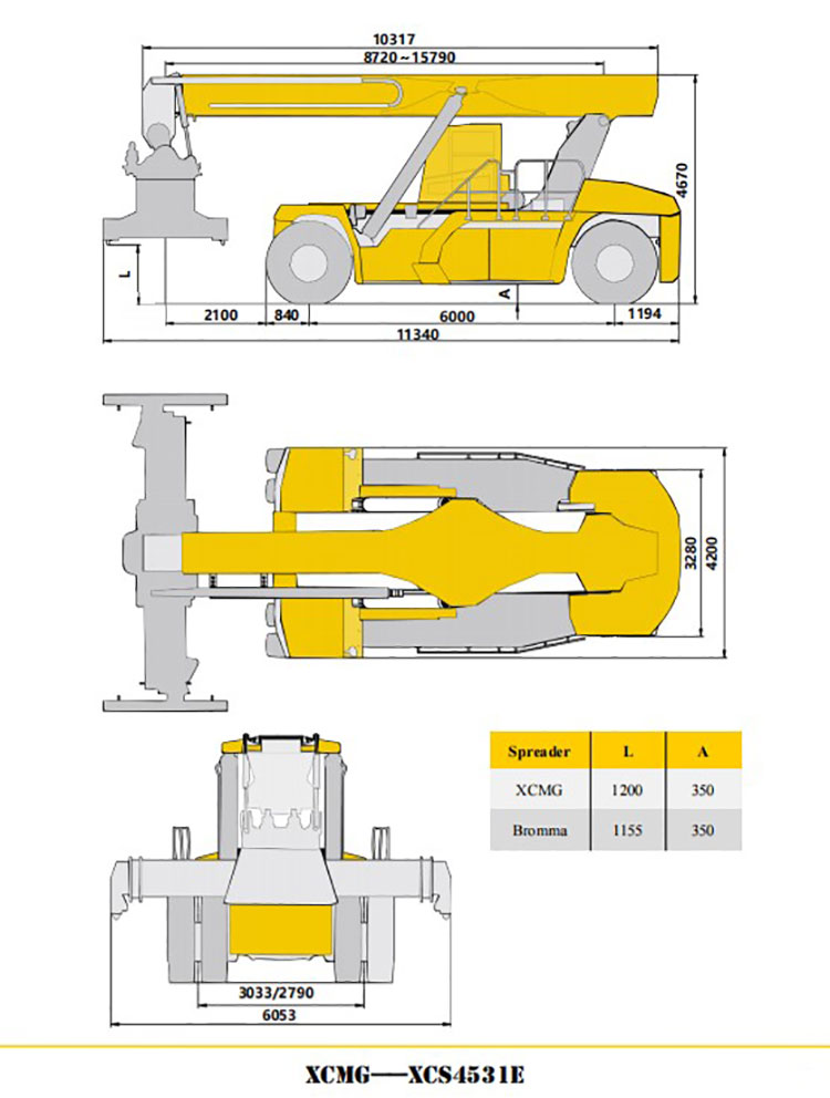 XCMG official XCS4531E port machinery electric 45 ton reach stacker for ...