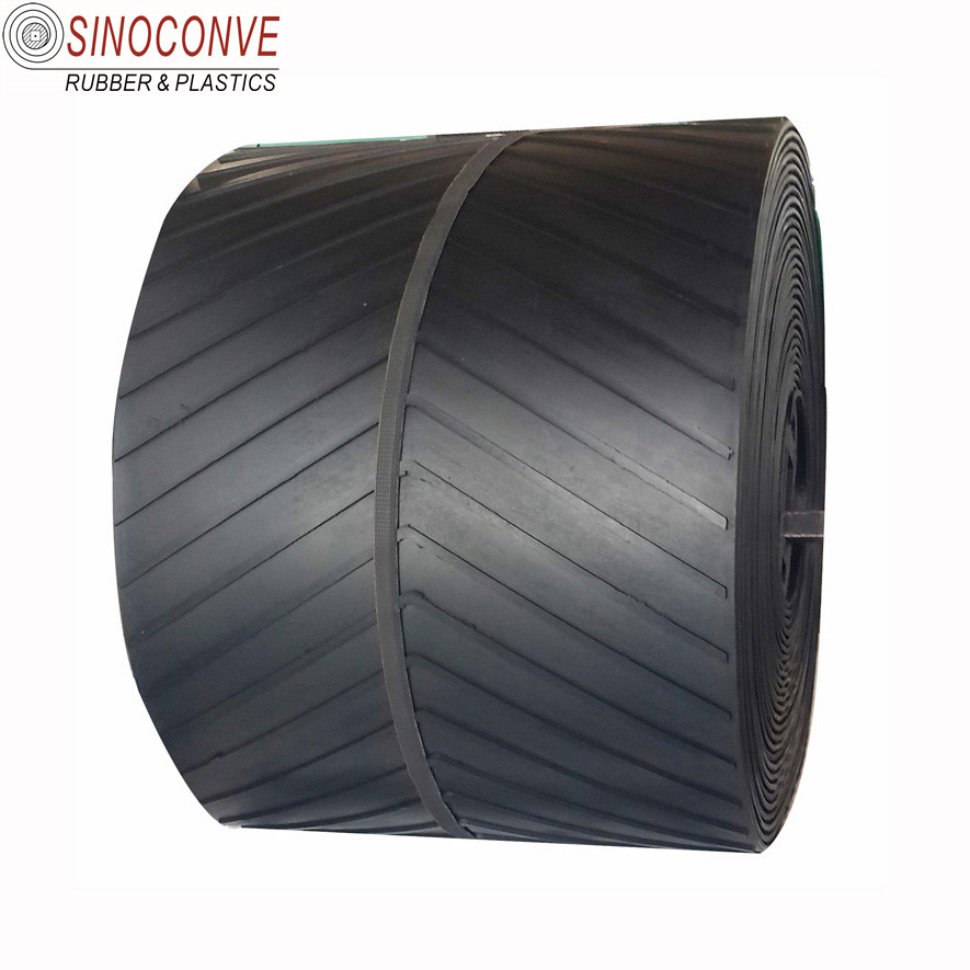 Cleated rubber fabric ribbed EP Chevron conveyor belt, MACHMALL